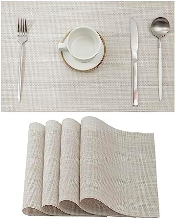 Amazon.com: Leetaltree Beige White Placemats Set of 4 - Heat Resistant ...