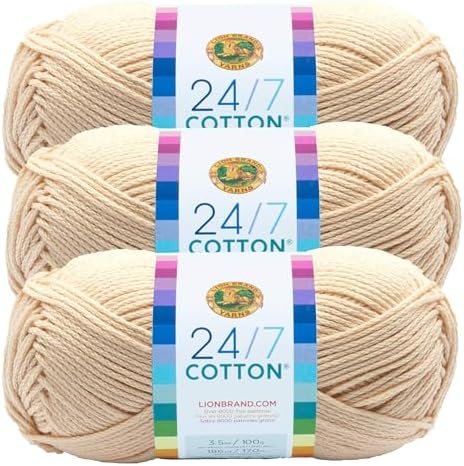Amazon.com: Lion Brand 24/7 Cotton Yarn, Yarn for Knitting, Crocheting ...