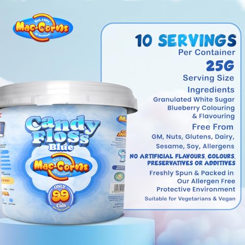 MacCorns Blue Cotton Candy Floss - 10ltr Mega Bucket - Yorkshire ...