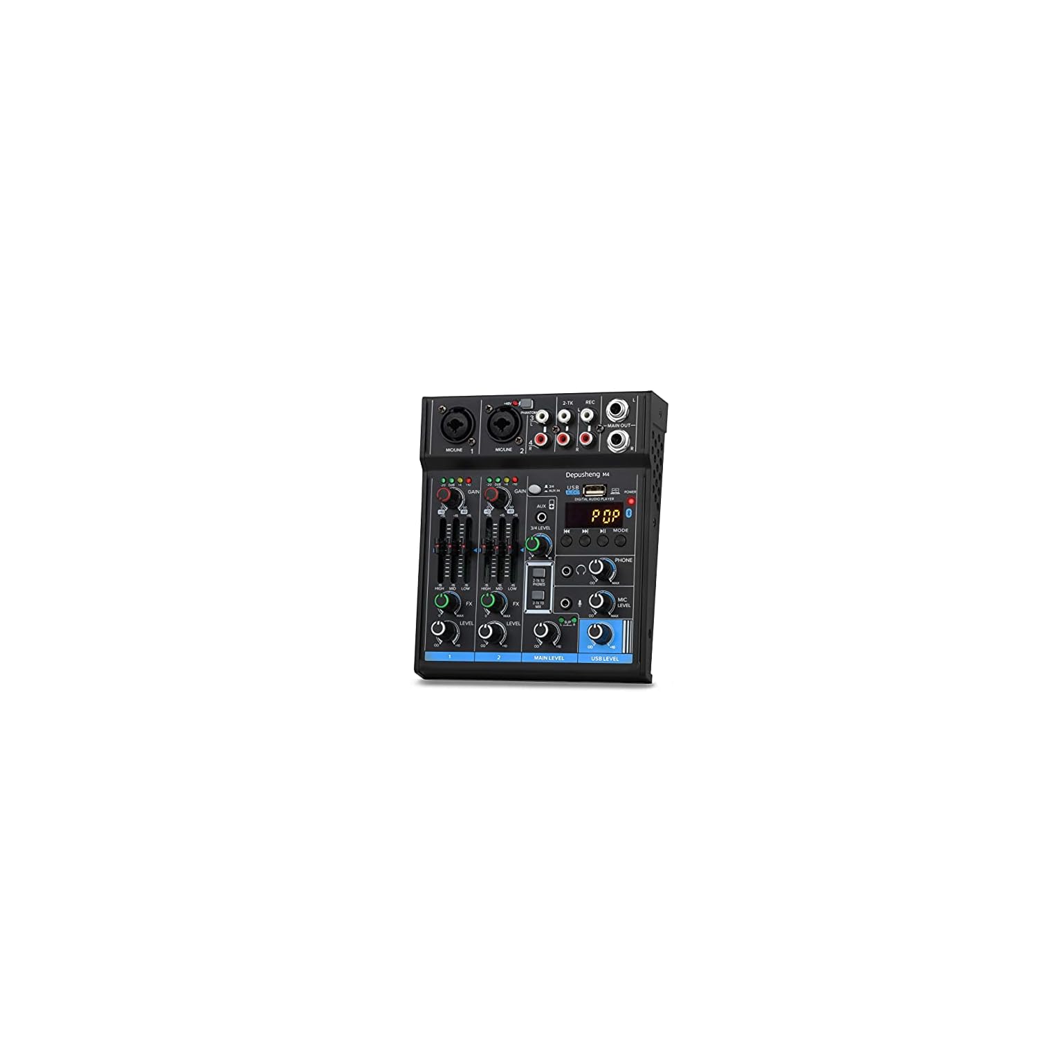 4-Channel USB Interface Mixer, DJ Sound Controller Mini Mixer ...