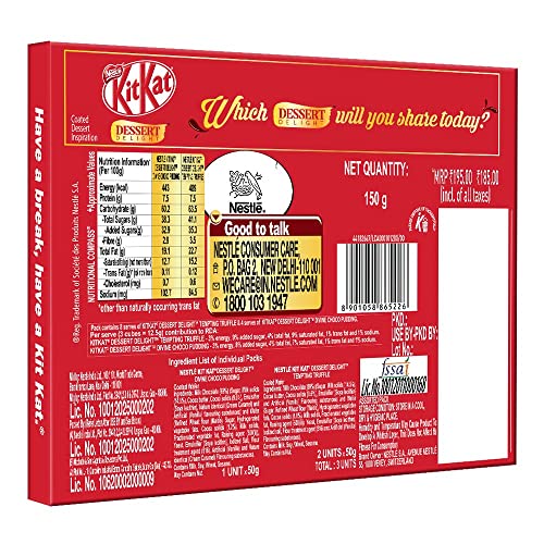 KIT KAT Dessert Delight, Chocolate Coated Wafer Bar, 150 Gram-Pack Of 3 ...