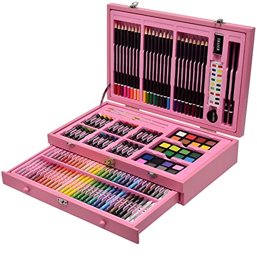 Snapklik.com : Sunnyglade 145 Piece Deluxe Art Set, Wooden Art Box ...