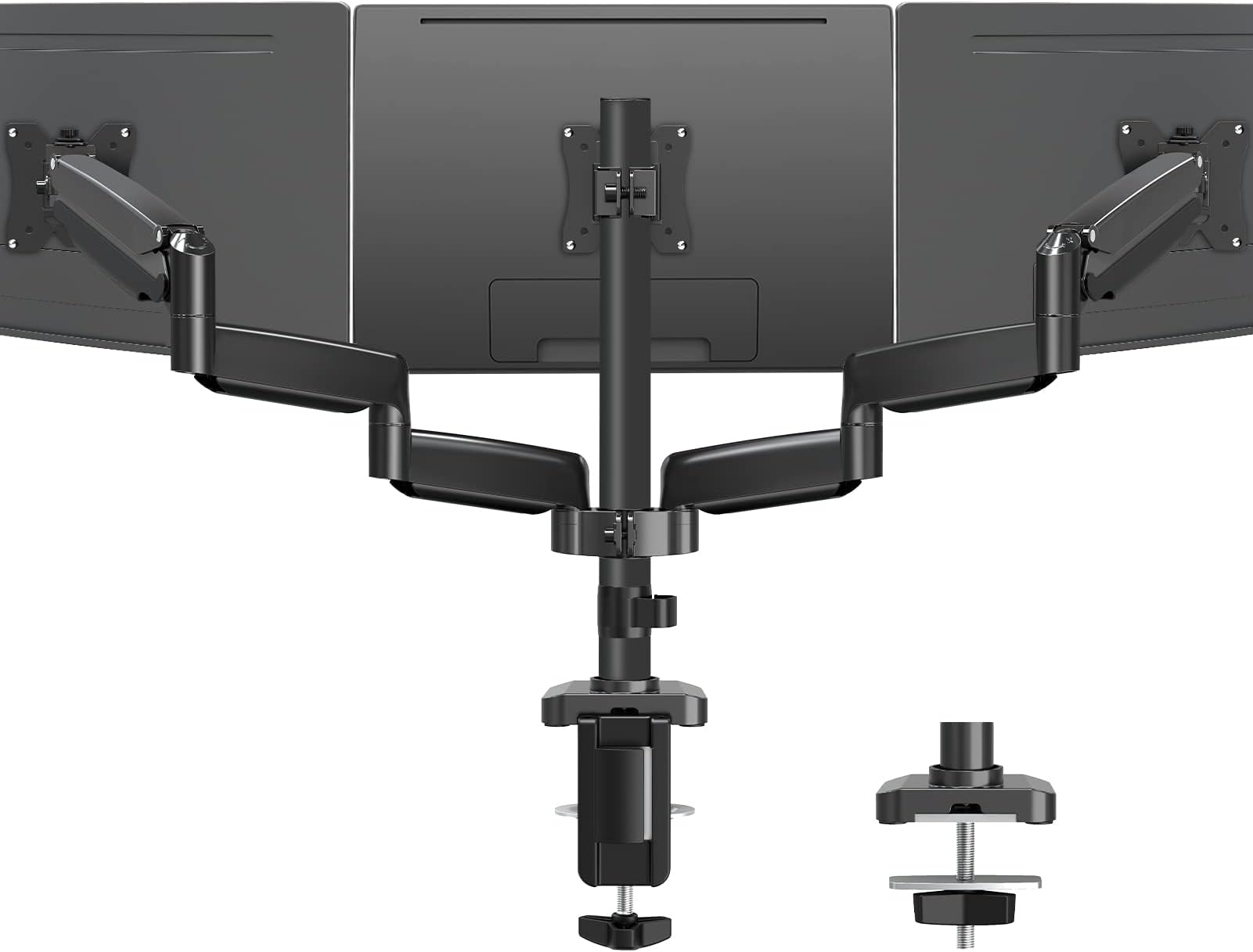 Amazon.com: EZM Deluxe Triple Monitor Mount Stand Free Standing with ...