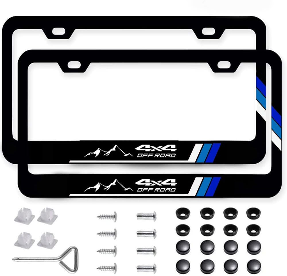Amazon.com: 2Pack Tri-Color Stainless Steel License Plate Frames Holder ...