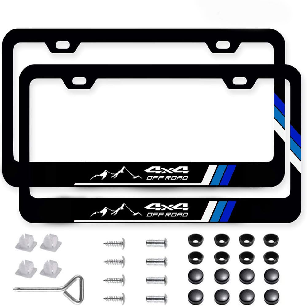 Amazon.com: 2Pack Tri-Color Stainless Steel License Plate Frames Holder ...