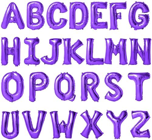 Amazon.com: 16 Inch Purple Letter Balloons Mylar Foil Alphabet Letter A ...