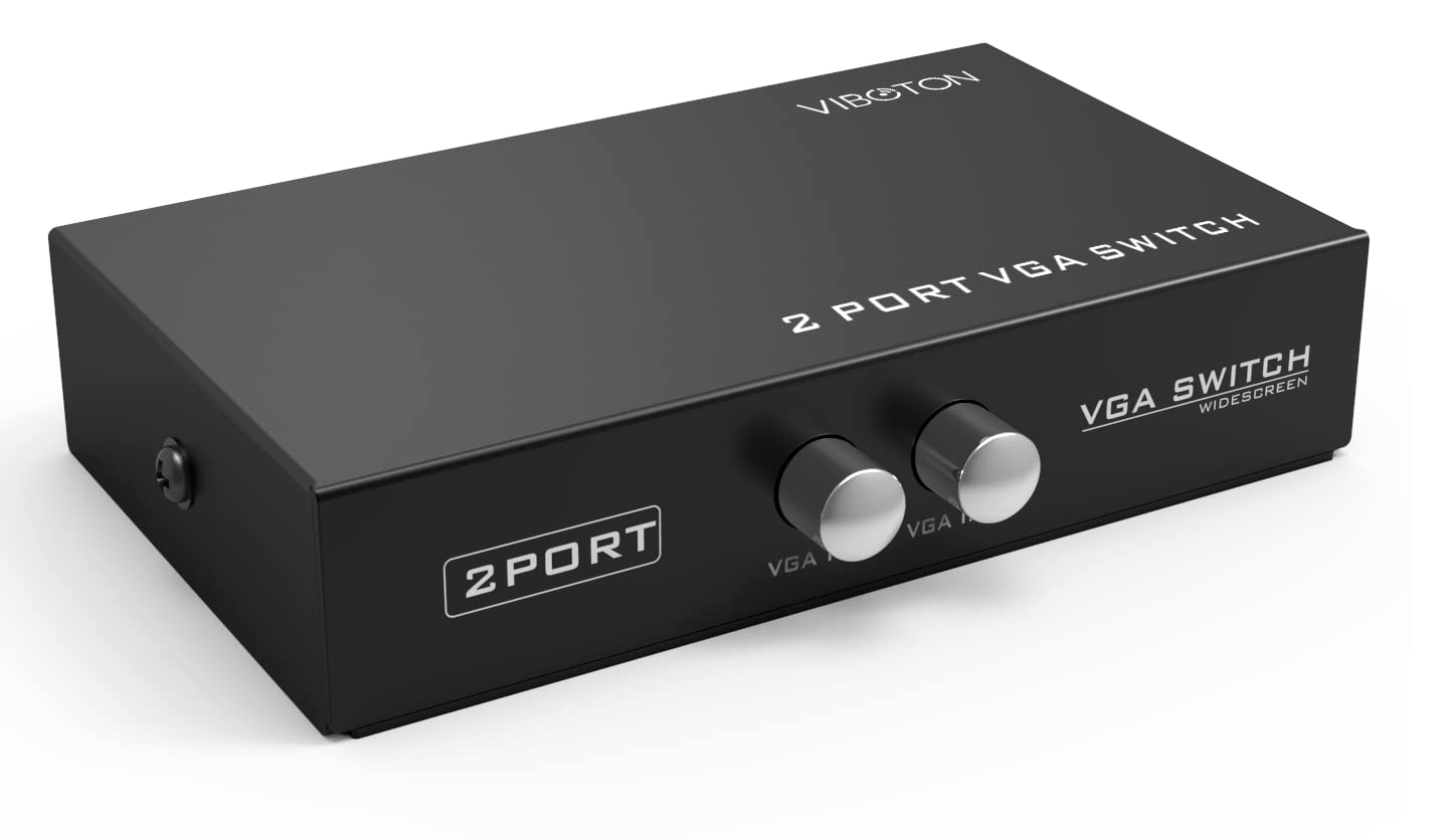 VIBOTON 2 Port VGA Switch Press Button Two Way Switch 2 in 1 Out for PC ...
