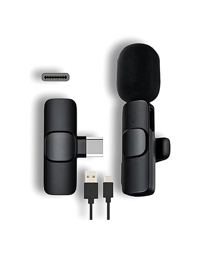 PerfX 4 in 1 K8 Wireless Microphone, Mini Portable Recording Clip Mic with Receiver for All Type ...