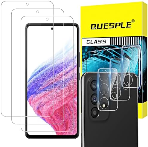 QUESPLE Galaxy A53 Screen Protector, 3 Pack Tempered Glass with 3 Pack ...