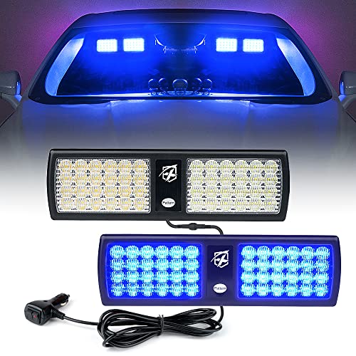 Snapklik.com : Blue LED Dual Visor Strobe Flashing Lights, Windshield ...