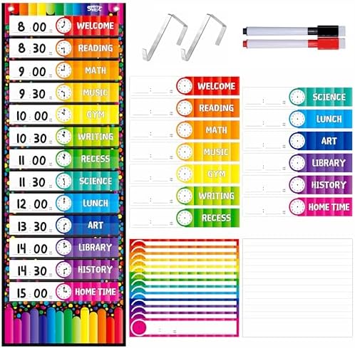 Daily Schedule Pocket Chart, Confetti Classroom Chart with 13+1 Pockets ...