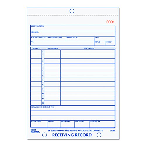 Rediform Receiving Record, Carbonless Triplicate, 5.5 x 7.5 Inches, 50 ...