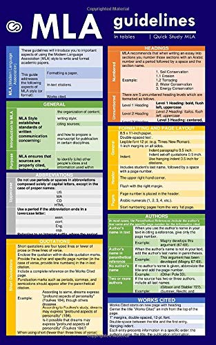 MLA Guidelines in Tables (Quick Study MLA): Easy & Quick Academic ...