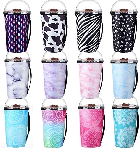 Amazon.com | Boao 12 Pieces Reusable Iced Coffee Cup Sleeve Insulator ...
