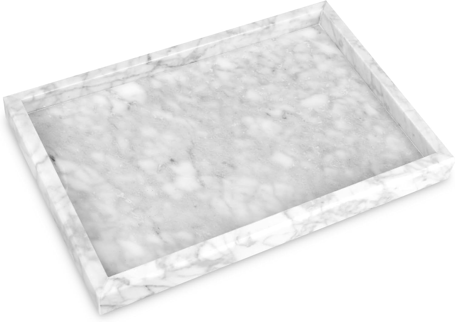 Amazon.com: HESHIBI Marble Bathroom Vanity Tray, Natural Luxury Carrara ...