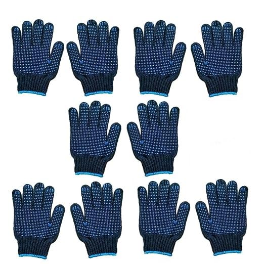 Washable and Reusable Cotton Blue Polka Dotted Safety Hand Gloves with ...