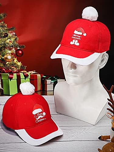 2 Pcs Christmas Cap Santa Baseball Cap Adjustable Red Santa Hats with ...