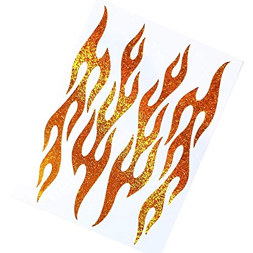 Amazon.com: Set of 4 Flames Holographic Glitter Decals, Retro Fire ...