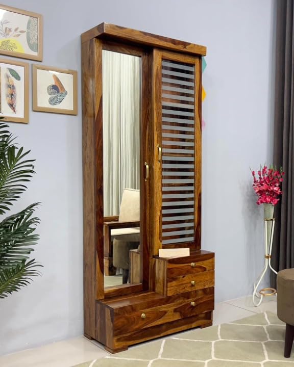 BHATI ASH Furniture Sheesham Wood Dressing Table with Double Door ...