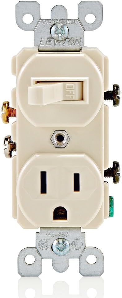 EATON Wiring TR274LA 3-Wire Receptacle Combo Single-Pole Switch with ...