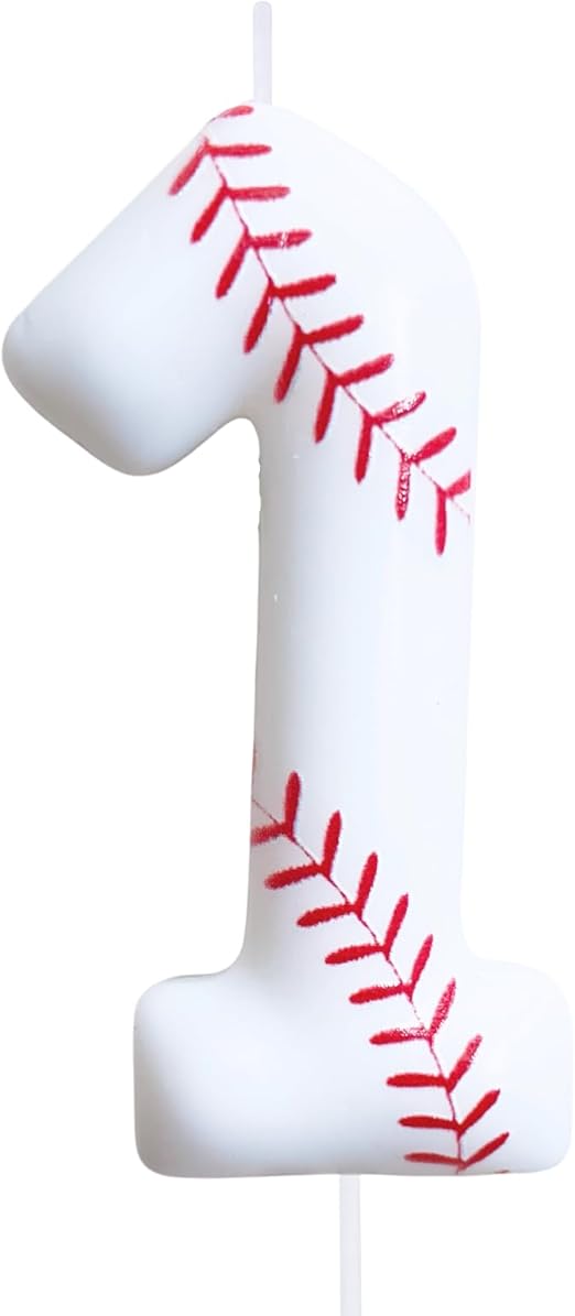 Amazon.com: Baseball Birthday Number Candles for Cake White Number 1 ...
