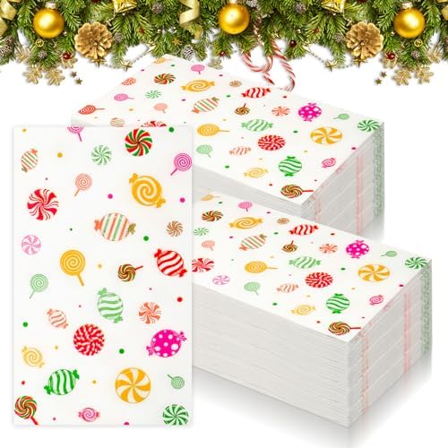 Amazon.com | Cholemy 200 Pcs Christmas Cocktail Napkins Peppermint ...