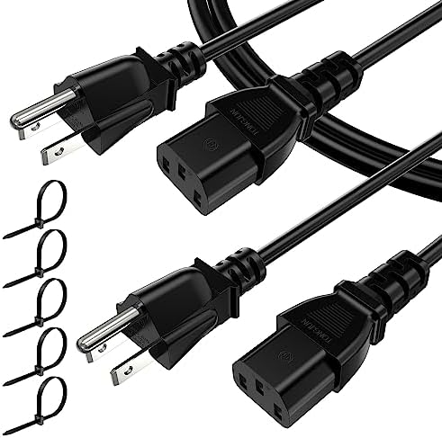 Amazon.com: [UL Listed] Cable Matters 2-Pack 13A 3 Prong TV Power Cord ...