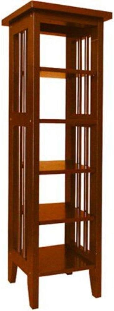 Amazon.com: CD Tower Storage Rack Cherry Finish Wooden Media Etagere ...