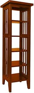 Amazon.com: CD Tower Storage Rack Cherry Finish Wooden Media Etagere ...
