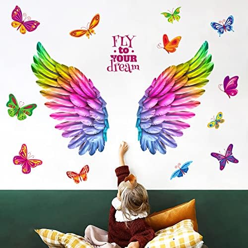 Amazon.com: WOYINIS Colorful Giant Angle Wings Wall Decals - Fly to ...