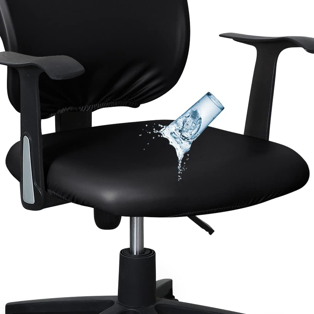 Amazon.com: Shukii Waterproof Office Chair Cover+Arm Cover PU Leather ...