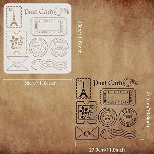 FINGERINSPIRE Paris Postage Stencil 30x30cm Large French Post Stamp ...