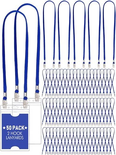 Amazon.com: Patelai 50 Pcs Twist Free Double Clip Lanyards 2 Hook ...