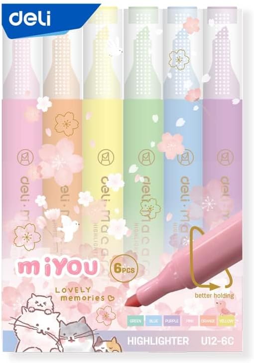 oddpod™ 6 Pcs Pastel Colors Highlighter Marker Pen for Kids/Triangular ...