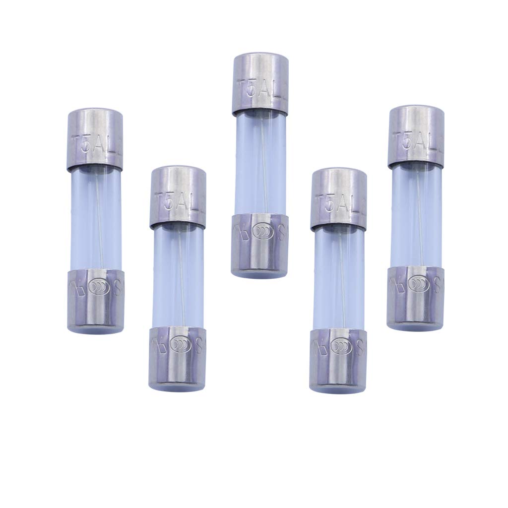 VG_S 5 pcs. of T5AL250V, T5A 250V, Cartridge Glass fuses 5X20mm, 5A ...