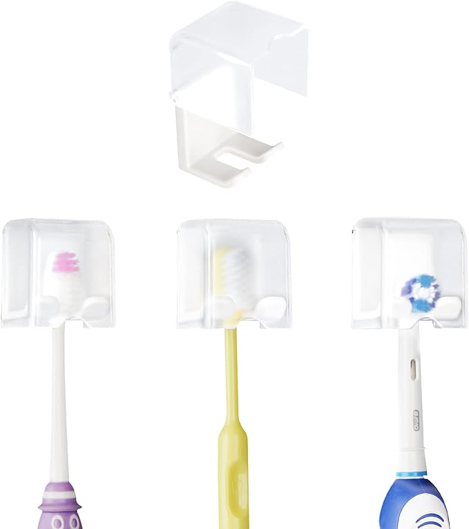 Amazon.com: 4 PCS Toothbrush Holder Wall Mounted with Cover for ...