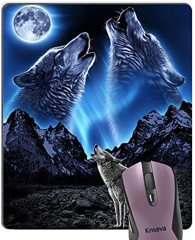 Amazon.com: knseva Cool Wolves Howling at The Moon Rectangle Mouse Pad ...