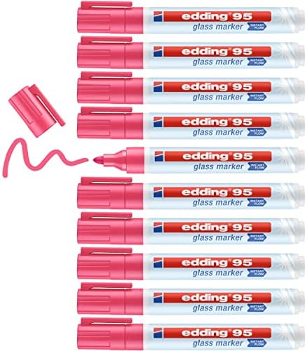 edding 95 glass marker - pink - 10 glass pens - round nib 1.5-3 mm ...