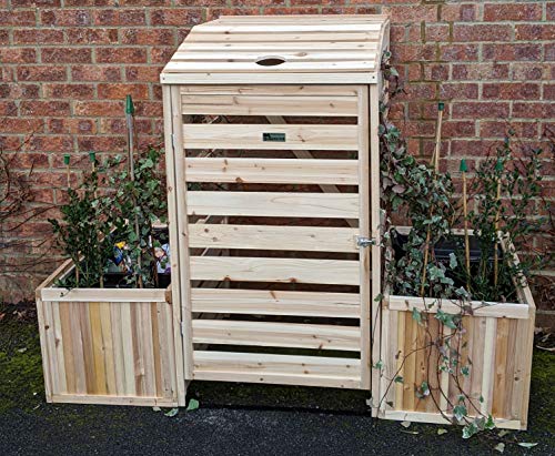 BinGarden Single Wheelie Bin Store with Bi-Fold Roof and matching ...