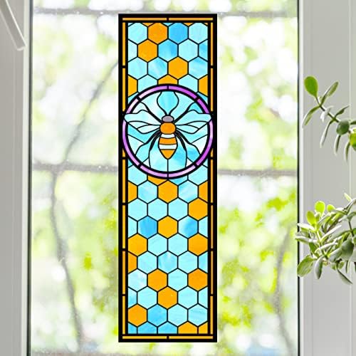 Amazon.com: Bee Honeycomb Stained Glass Window Film (3.3"x11") : Home ...