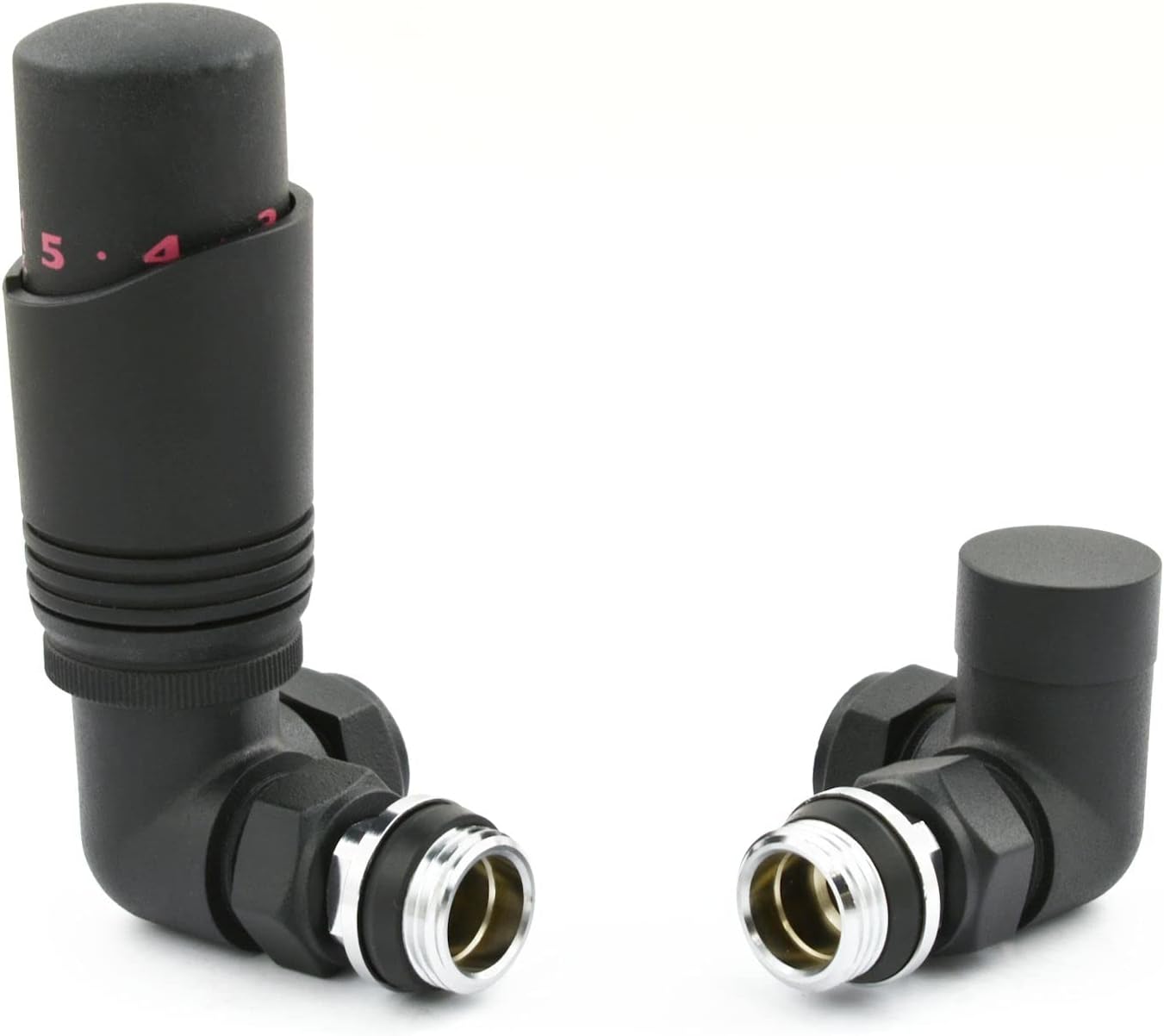 Hot Flow Textured Black Cascade Corner Modern TRV Thermostatic Radiator ...