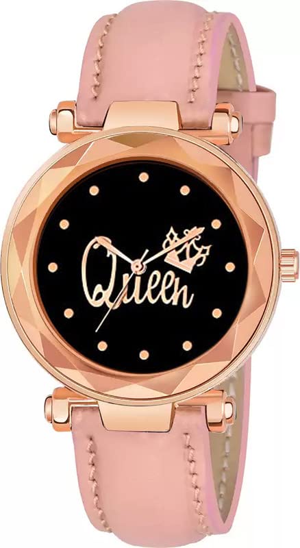 Buy Stylish Queen Dial Exclusive Pink Leather Belt Analog Watch Analog ...