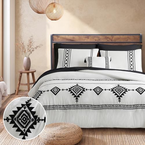 Amazon.com: Smoofy Aztec White Bedding Sets Queen Size, Folkloric Art ...