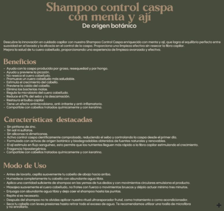 Shampoo control caspa de menta y aji, ritual botanico 400 mlMint and ...
