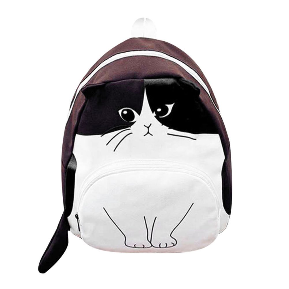 Prosperveil Women Canvas Lovely Cute Cartoon Cat Backpack Students ...