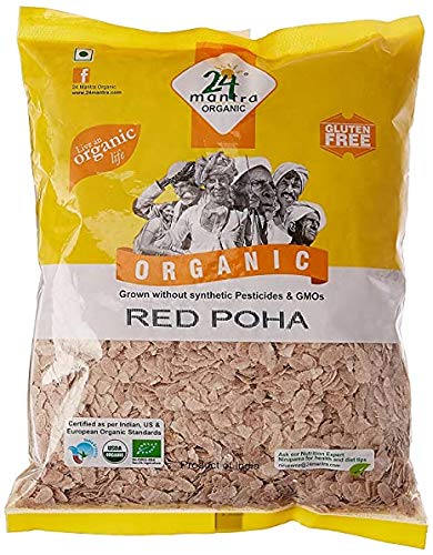 24Mantra Organic Red Poha Flattened Rice 500 Grams (Pack of 3 Pcs ...