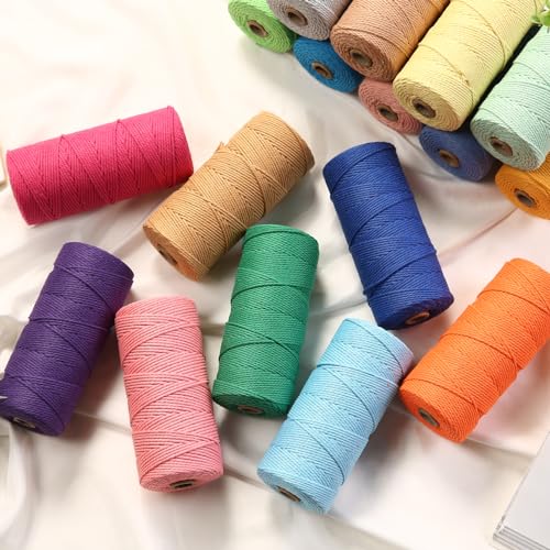 GOHOF Macrame Cord 2mm x 205m Premium Cotton Macrame Rope, 3 Strand ...