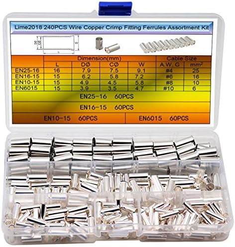 Amazon.com: uxcell 300Pcs EN2508 Tin Plating Non-Insulated Wire Ferrule ...