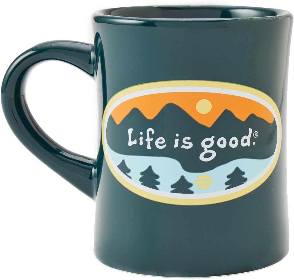 Amazon.com | Life is Good. Diner Mug Mountainside Oval, Spruce Green ...