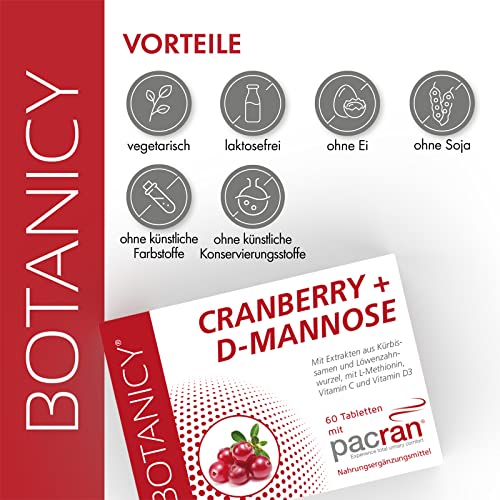 BOTANICY Cranberry + D-Mannose – Unterstützt Blase & Harnwege – PACRAN ...